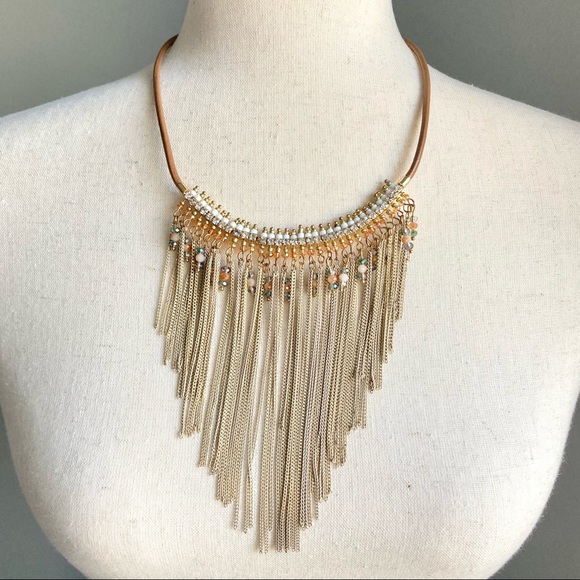 Express | Jewelry | Express Beaded Fringe Necklace | Poshmark